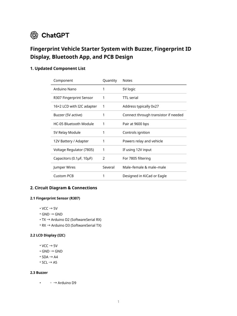 Fingerprint Vehicle Starter System | PDF | Arduino | Manufactured Goods