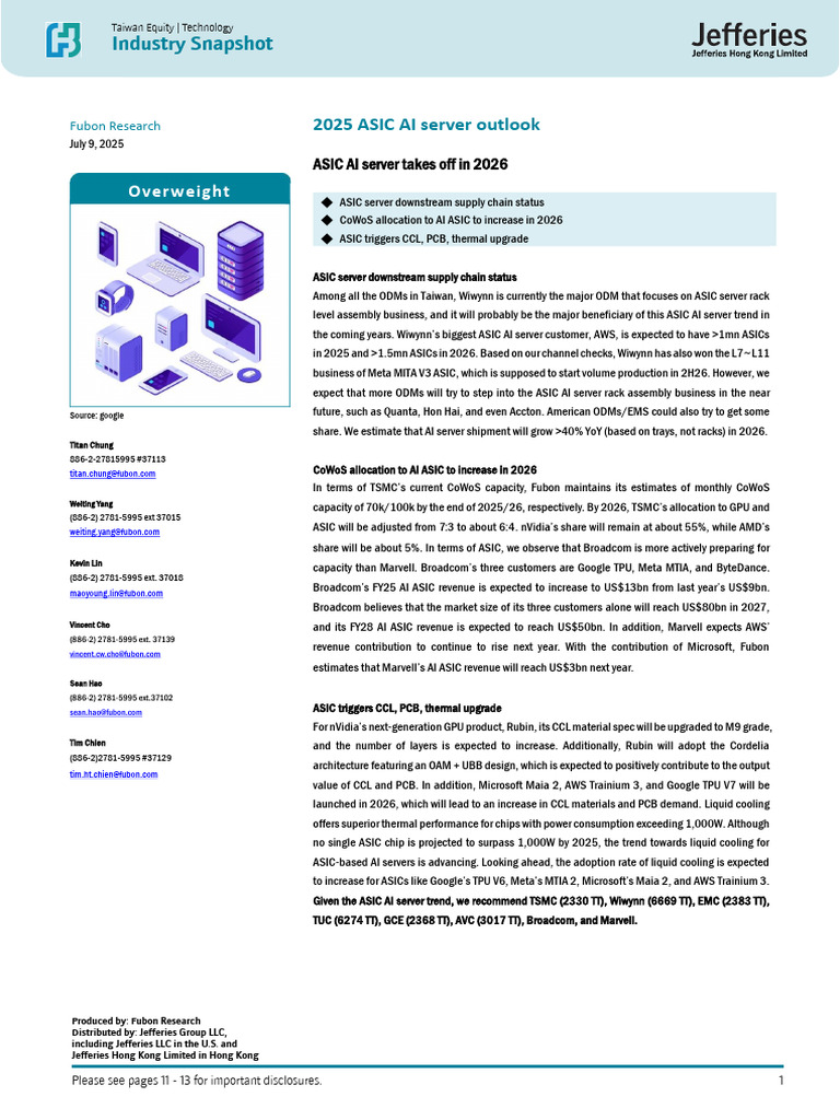 2025 ASIC AI Server Outlook ASIC AI Server Takes Off | PDF | Broker Dealer | Securities (Finance)