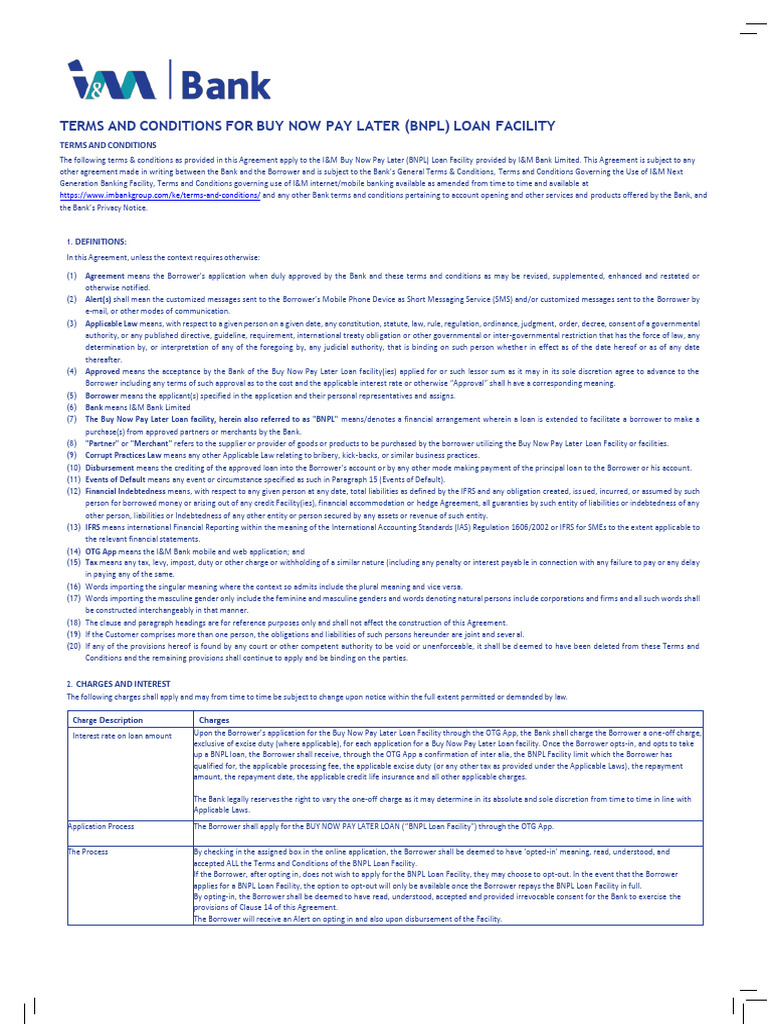 BNPL Loan Terms and Conditions Guide | PDF | Loans | Banks