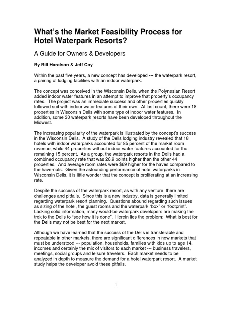 Hotel Waterpark Resort Feasibility Guide | PDF | Hotel | Feasibility Study
