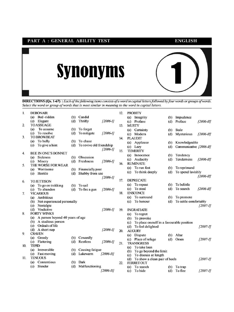 Mayank English Synonyms | PDF