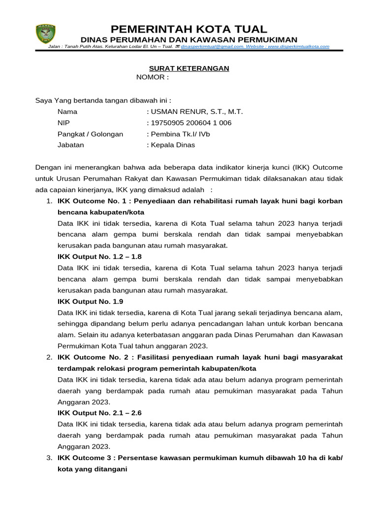 Surat Keterangan Ikk 2023 | PDF