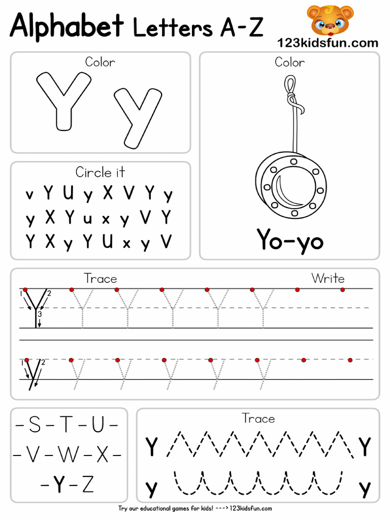 Trace and Count Alphabet y | PDF