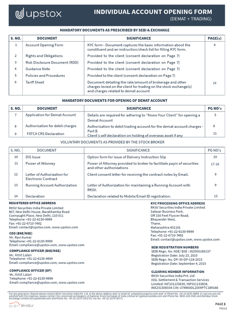 Account Opening Form | PDF | Identity Document