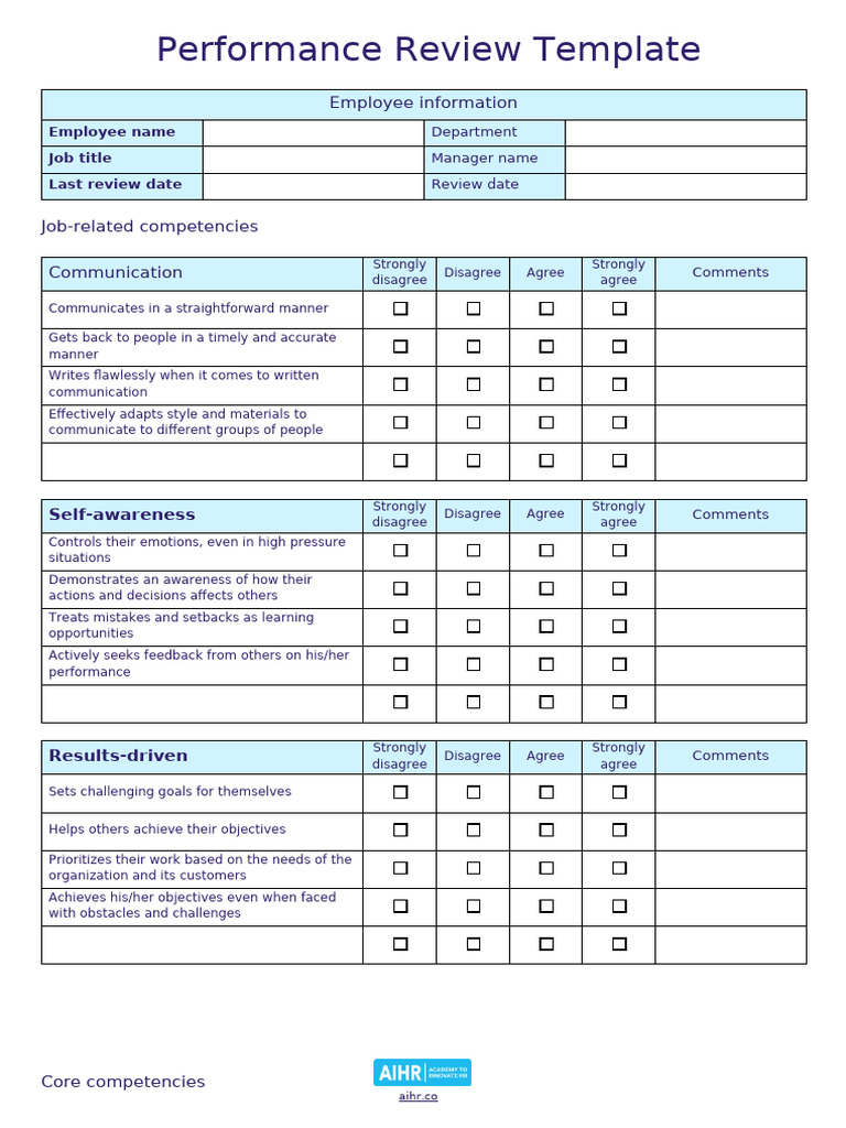 Competency Based Performance Review Template | PDF | Social Psychology ...