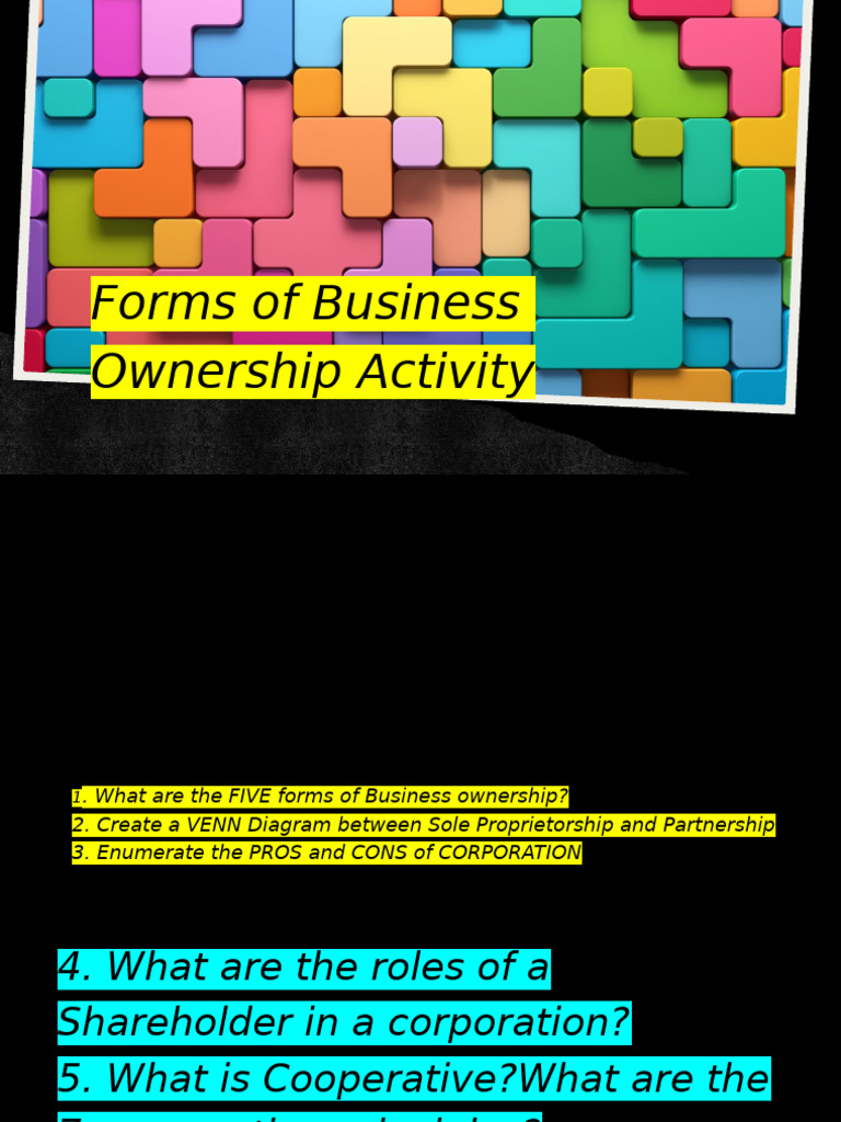 Forms of Business Ownership Activity | PDF