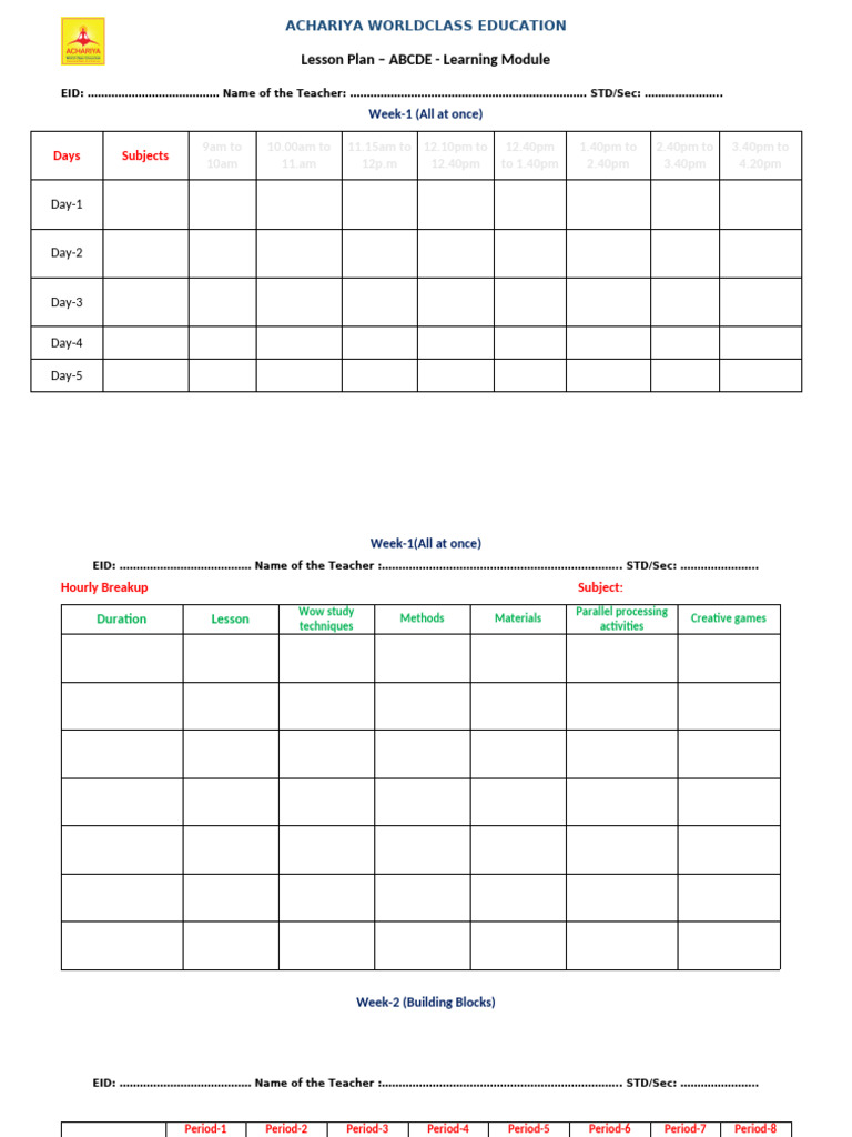 ABCDE Model Lesson Plan (1) 2 | PDF