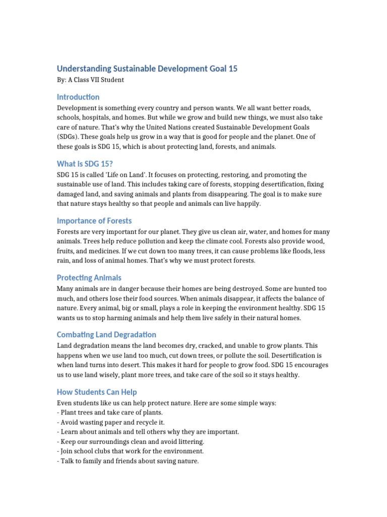 Protecting Life on Land: SDG 15 Explained | PDF | Sustainability ...