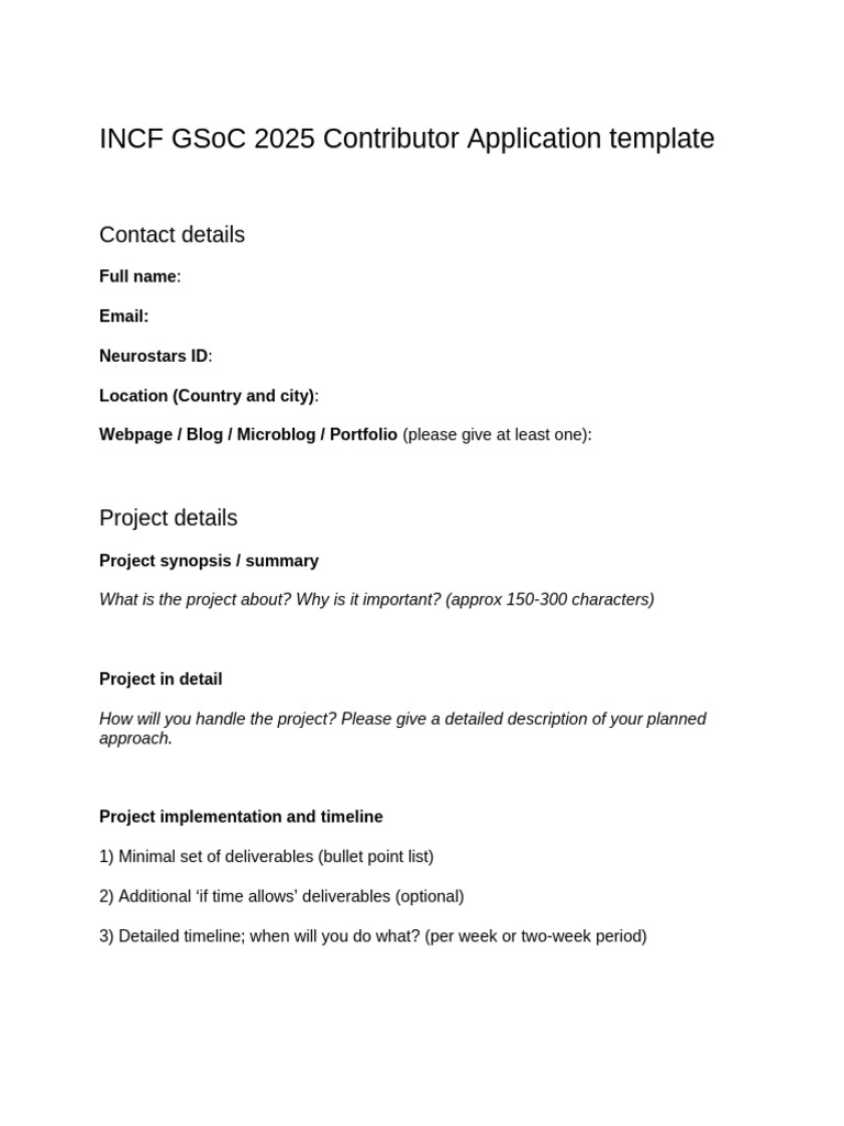 INCF GSoC 2025 Application Template | PDF