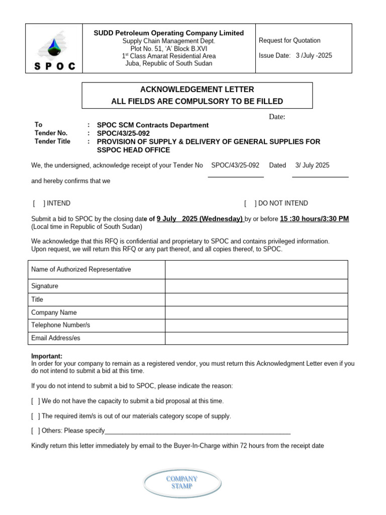 Acknowledgement Letter | PDF