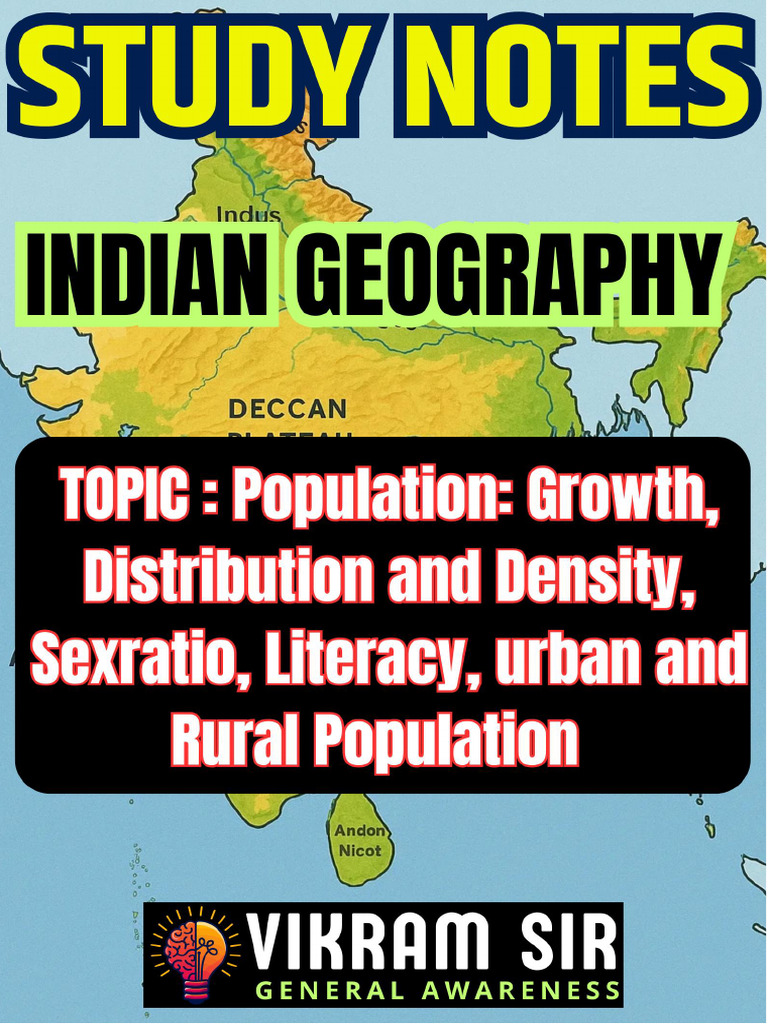 Notes - 9 Population Growth, Distribution and Density, Sexratio ...