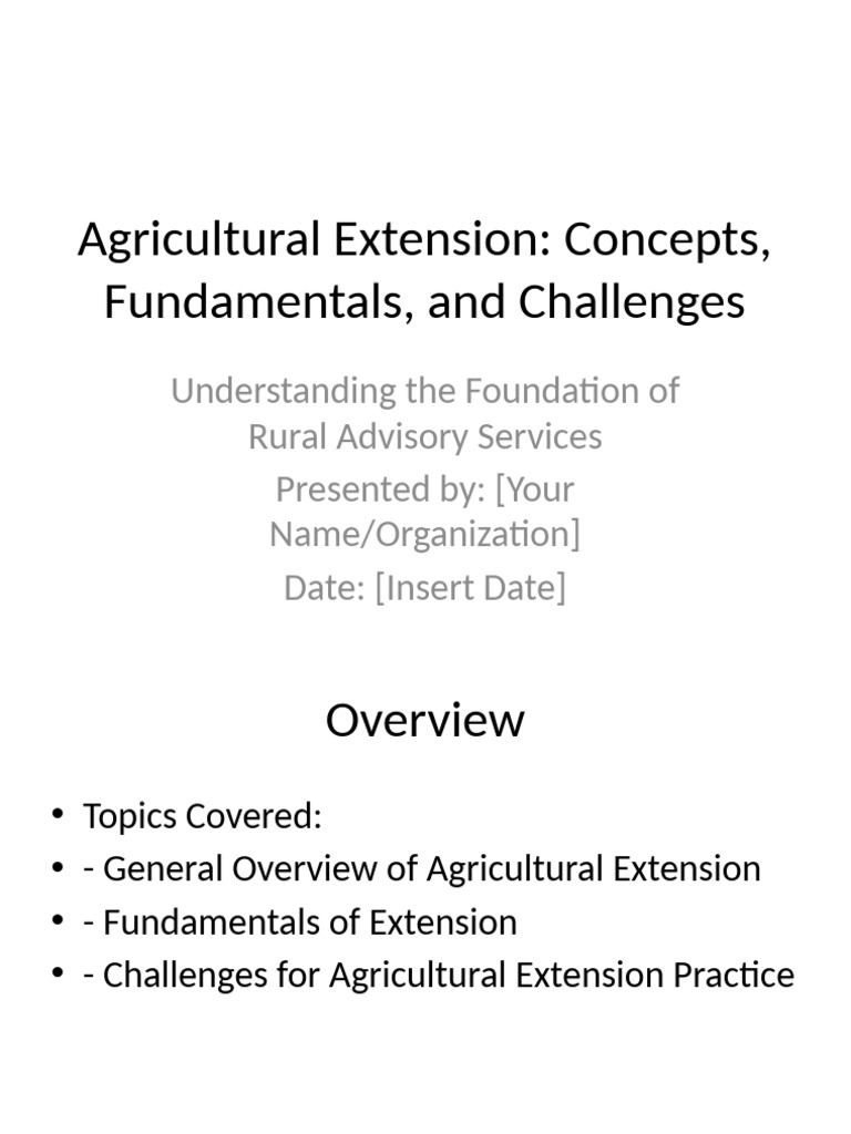 Agricultural Extension: Key Concepts & Challenges | PDF | Agriculture