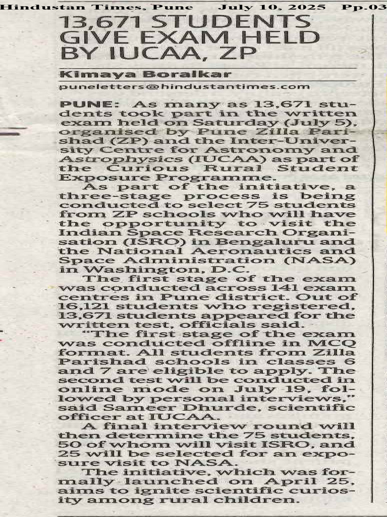 ZP Nasa Iucaa HT Pune10july2025pp03 | PDF