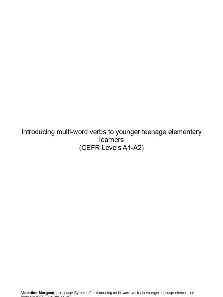 Multi-Word Verbs To YL | PDF | Verb | Preposition And Postposition