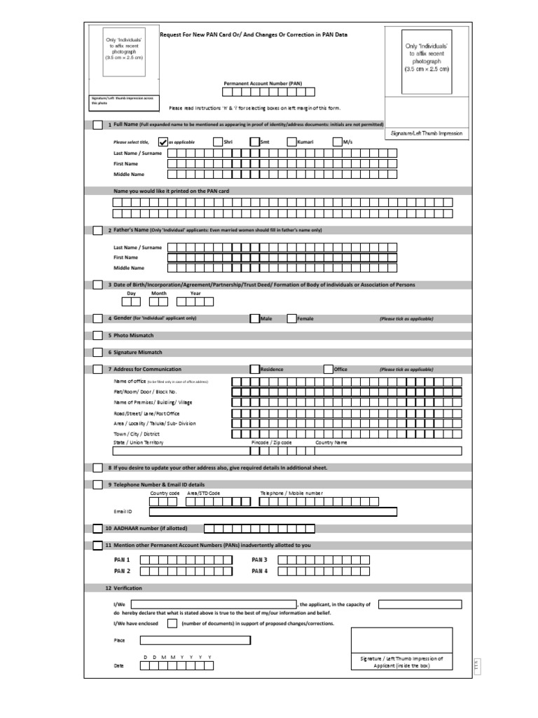 PAN Change Request Form - Final | PDF