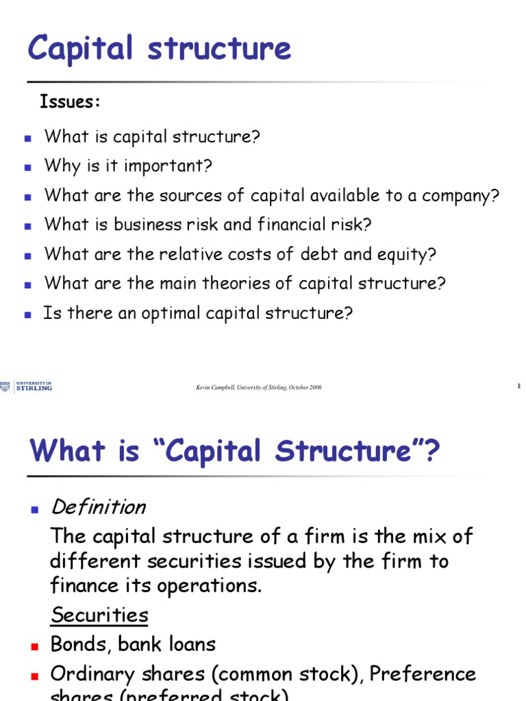 196.capital Structure Intro Lecture 1 | PDF | Capital Structure | Securities (Finance)
