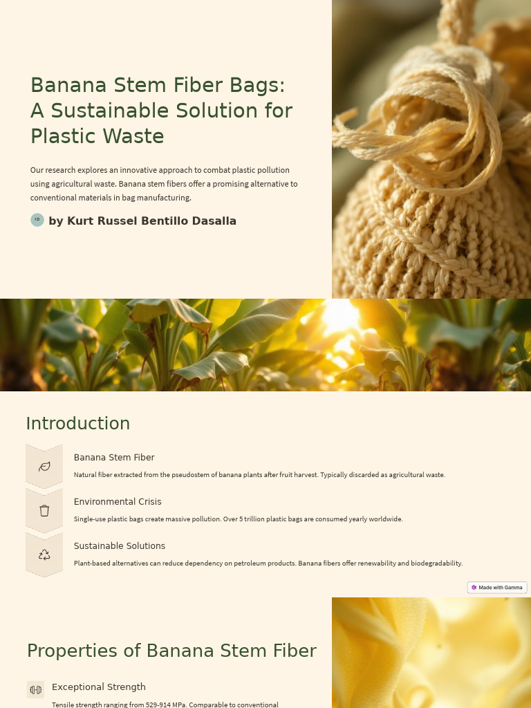 Banana Stem Fiber Bags A Sustainable Solution For Plastic Waste | PDF | Plastic | Waste