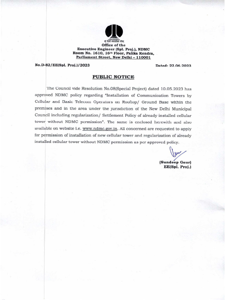 NDMC Mobile Tower Installation Policy | PDF | Arbitration