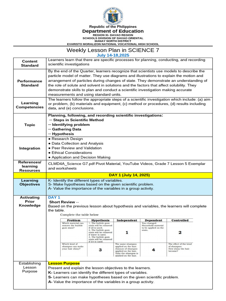 Grade 7 Scientific Investigations Guide | PDF | Scientific Method ...