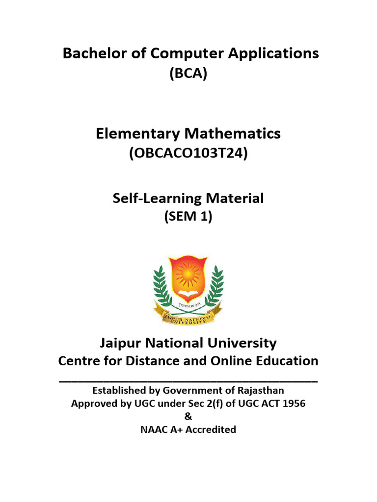 Bca Elementary Mathematics O Pdf Trigonometric Functions Matrix