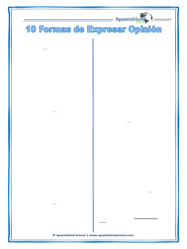 10 Formas de Expresar Opinion en Espanol Cheat Sheet | PDF