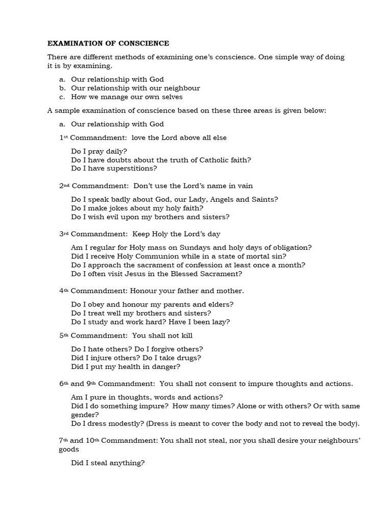 Catholic Confession Preparation Guide | PDF | Confession (Religion ...