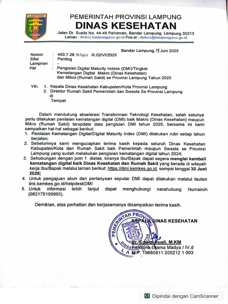 Surat Pengisian DMI Makro Dan Mikro Tahun 2025 | PDF
