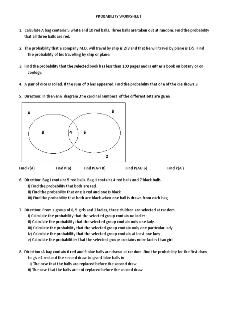Probability Worksheet | PDF | Playing Cards | Probability