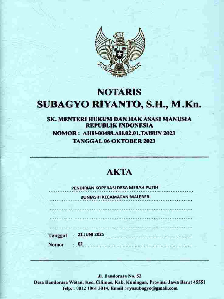 Akta Pendirian KDMP Buniasih_compressed_11zon | PDF