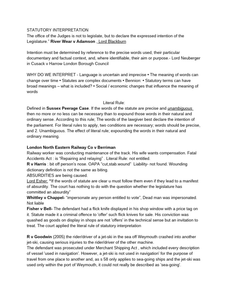 Traditional Rules of Statutory Interpretation | PDF | Plain Meaning ...