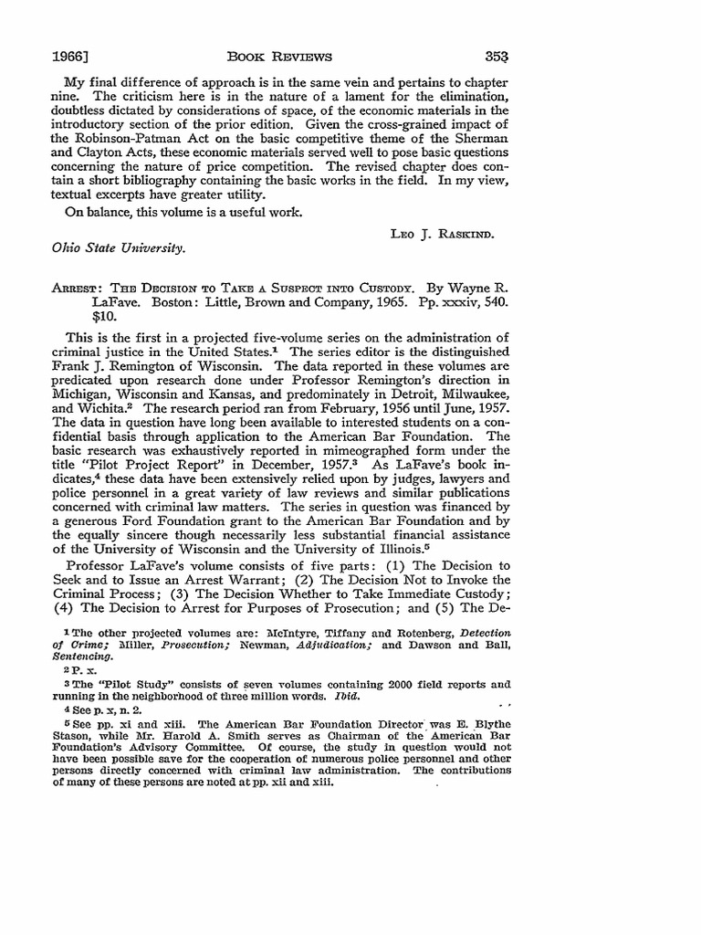 Book Review of Arrest - The Decision To Take A Suspect Into Custod ...