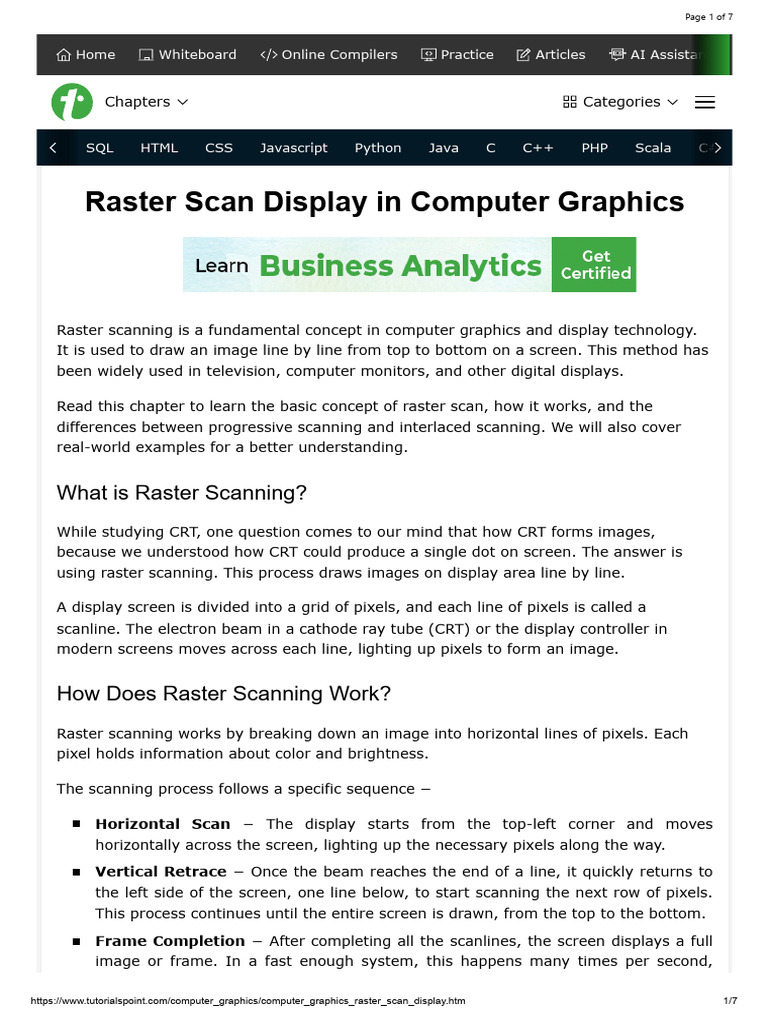 Raster Scan Display in Computer Graphics-5 | PDF | Video | Computing