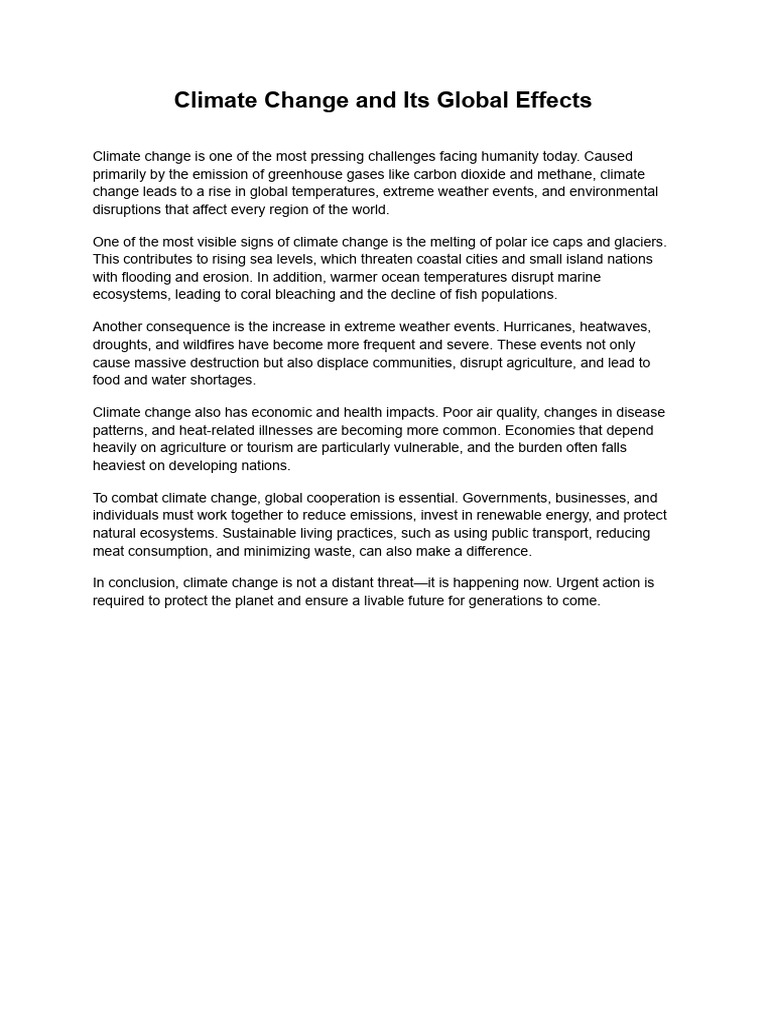 Climate Change and Its Global Effects | PDF