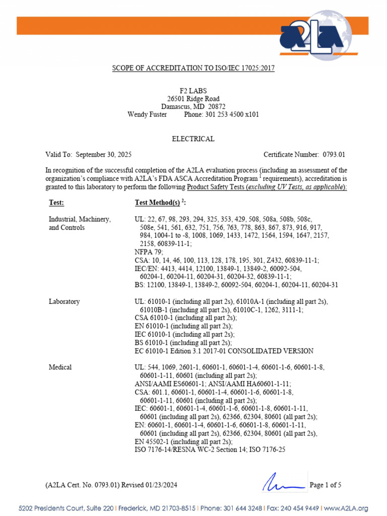 A2LA Accreditation for Product Safety Testing | PDF | International ...
