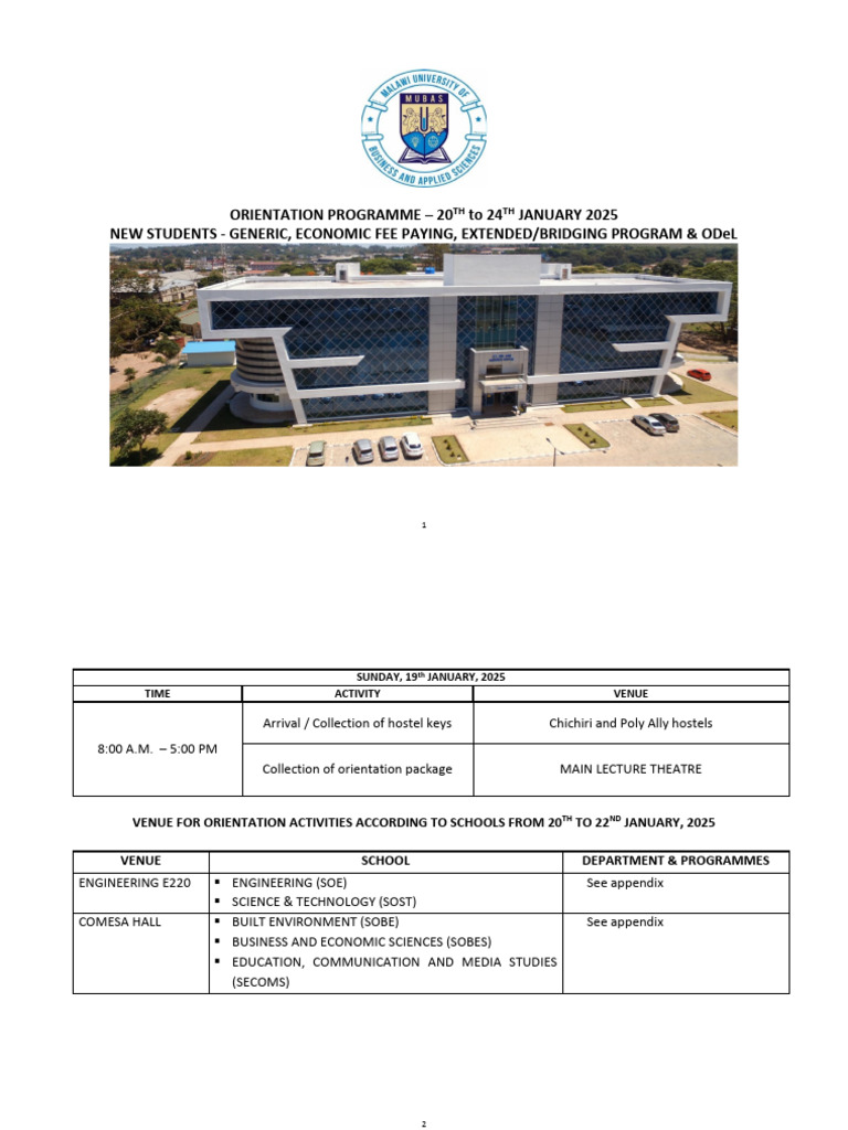 New Student Orientation Schedule 2025 | PDF | Engineering | Bachelor Of ...