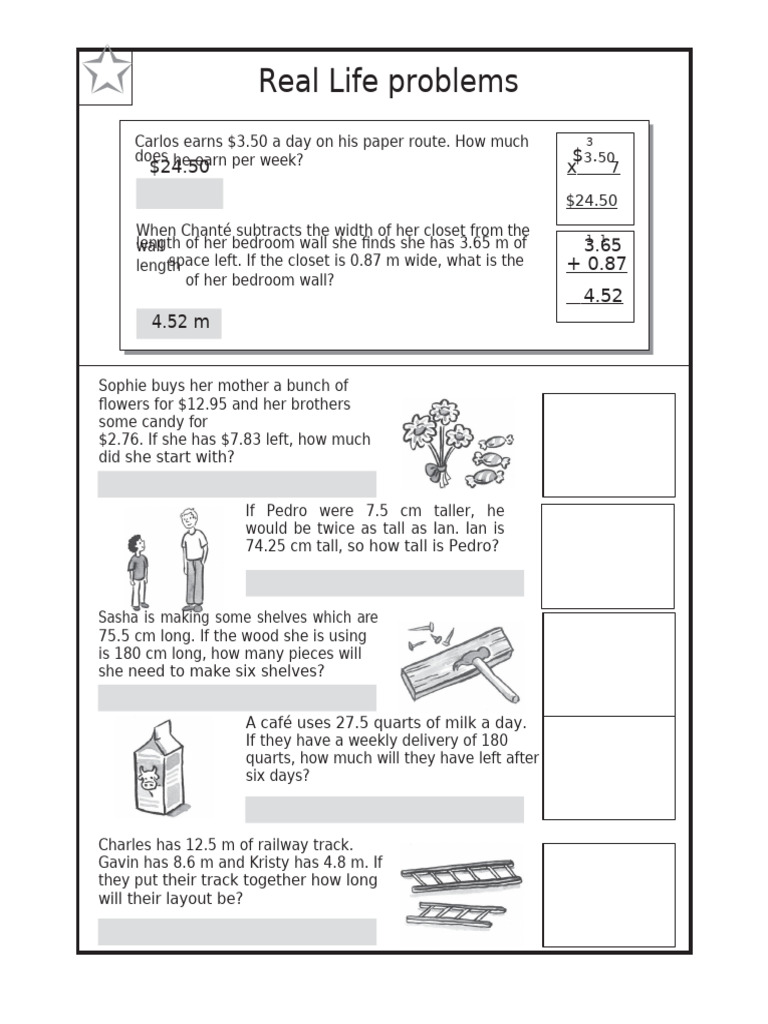 Real-Life Math Word Problems | PDF