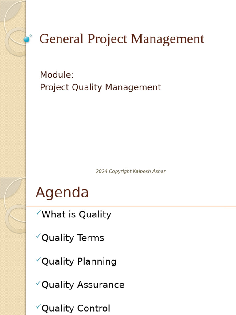 Project Quality Management Overview | PDF | Standard Deviation | Quality