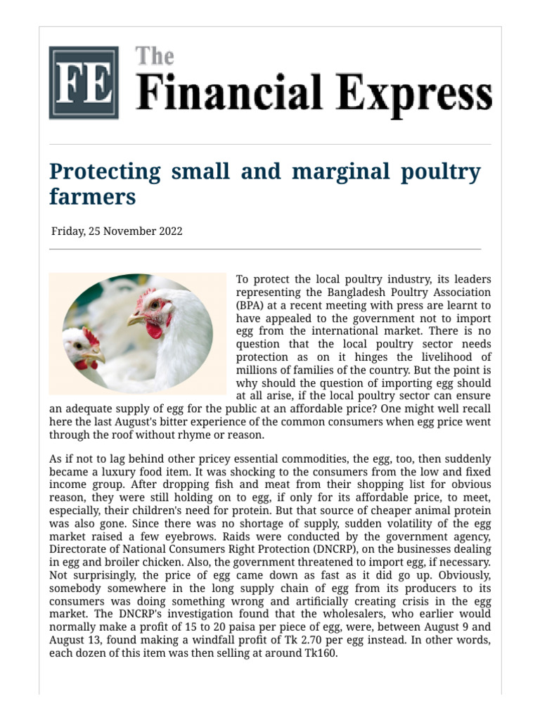 Protecting Small and Marginal Poultry Farmers | PDF | Economies