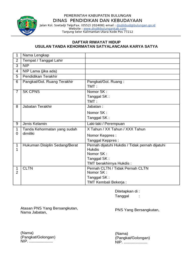 Form DRH (Baru 2024) Formulir - Salin | PDF