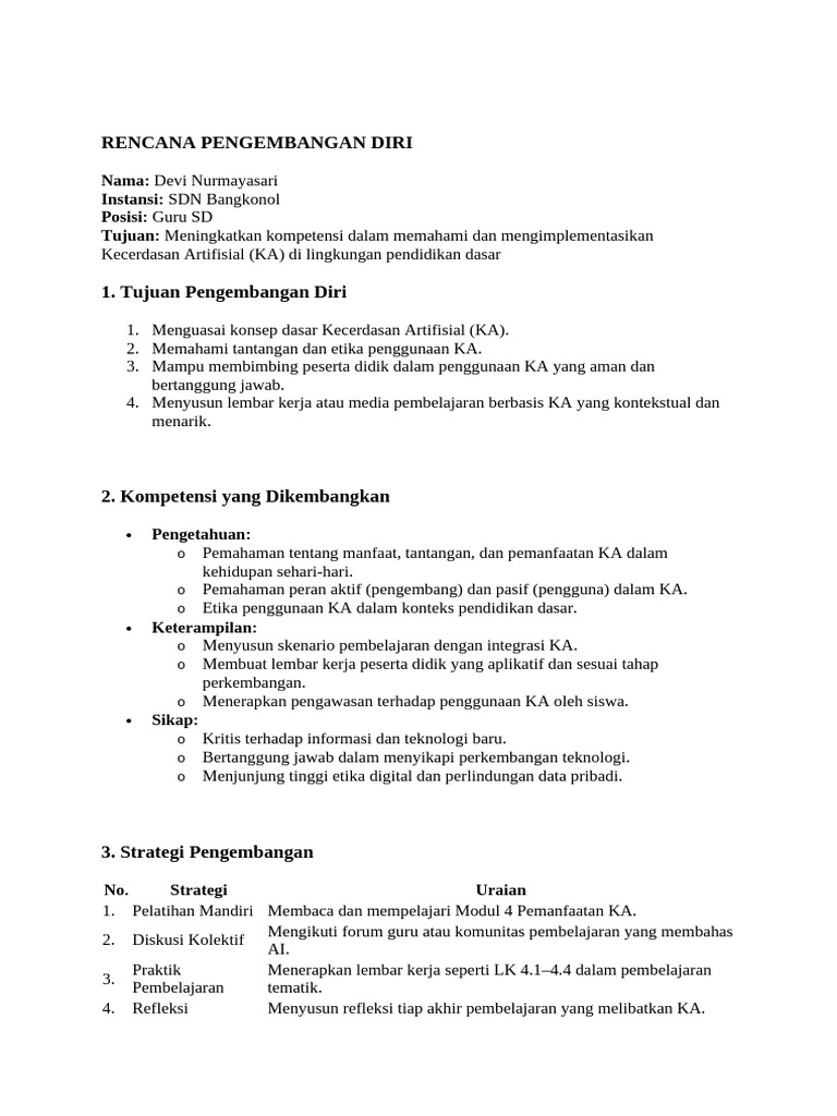 Rencana Pengembangan Diri | PDF