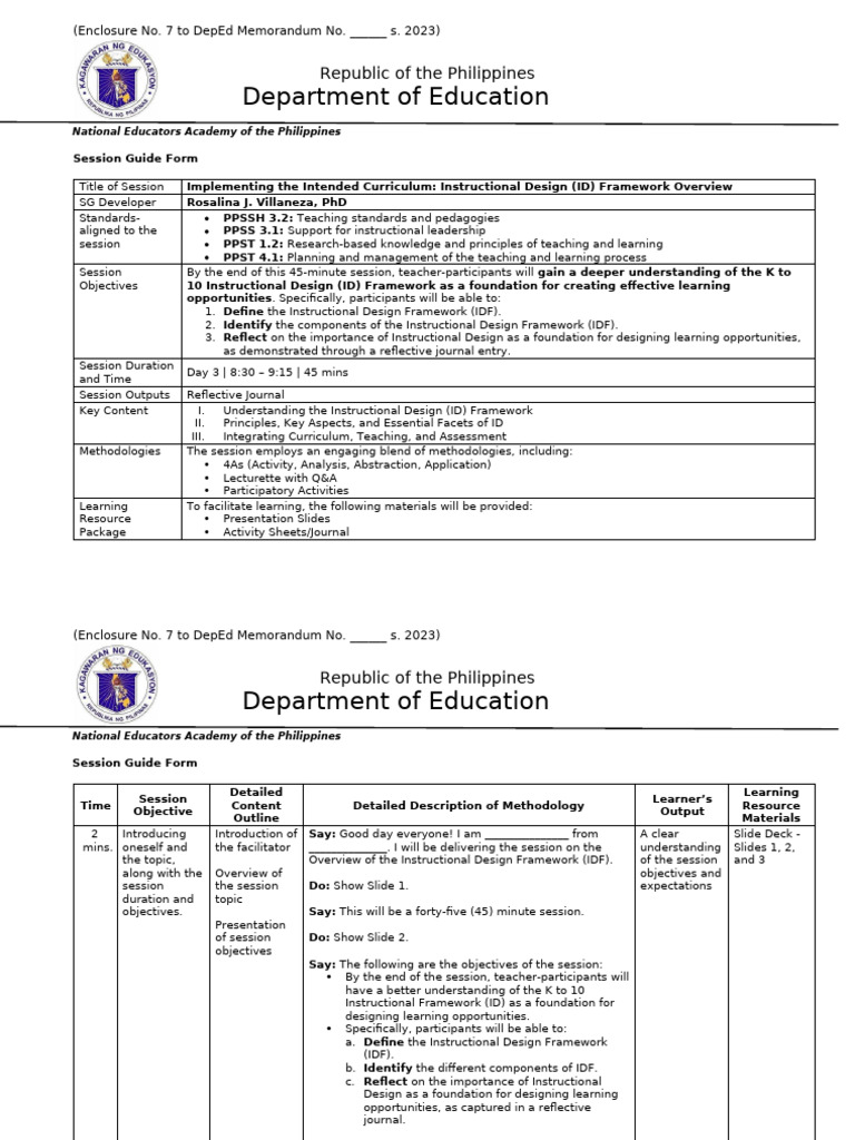 Overview of IDF in Matatag Curriculum | PDF | Instructional Design ...
