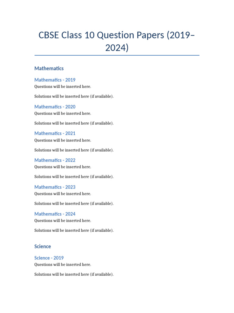 CBSE Class 10 Question Papers 2024 | PDF | Student Assessment And ...