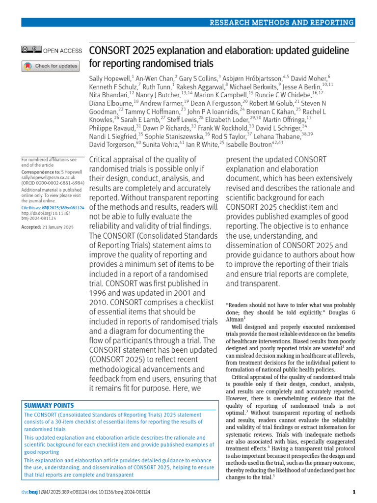 CONSORT 2025 Explanation and Elaboration Updated Guideline | PDF ...