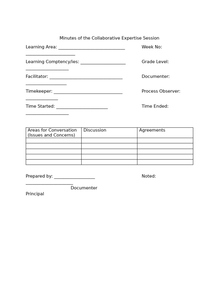 Collaborative Expertise Session Minutes | PDF