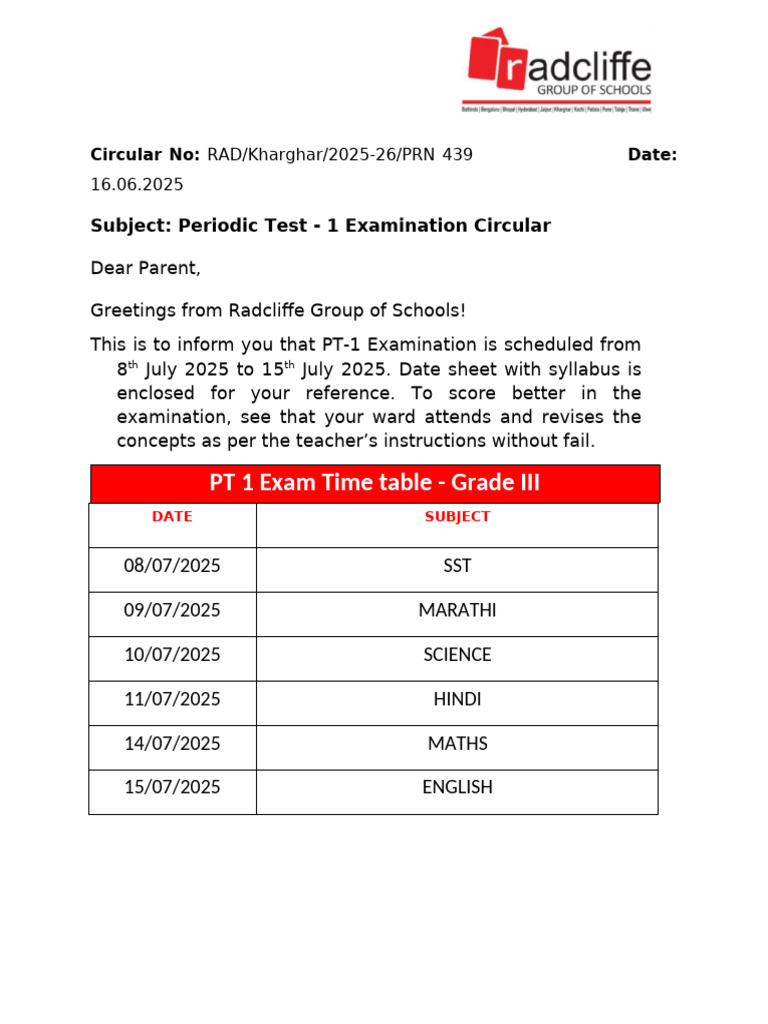 Grade Iii_pt-1 Examination Circular.docx 3 (1) | PDF