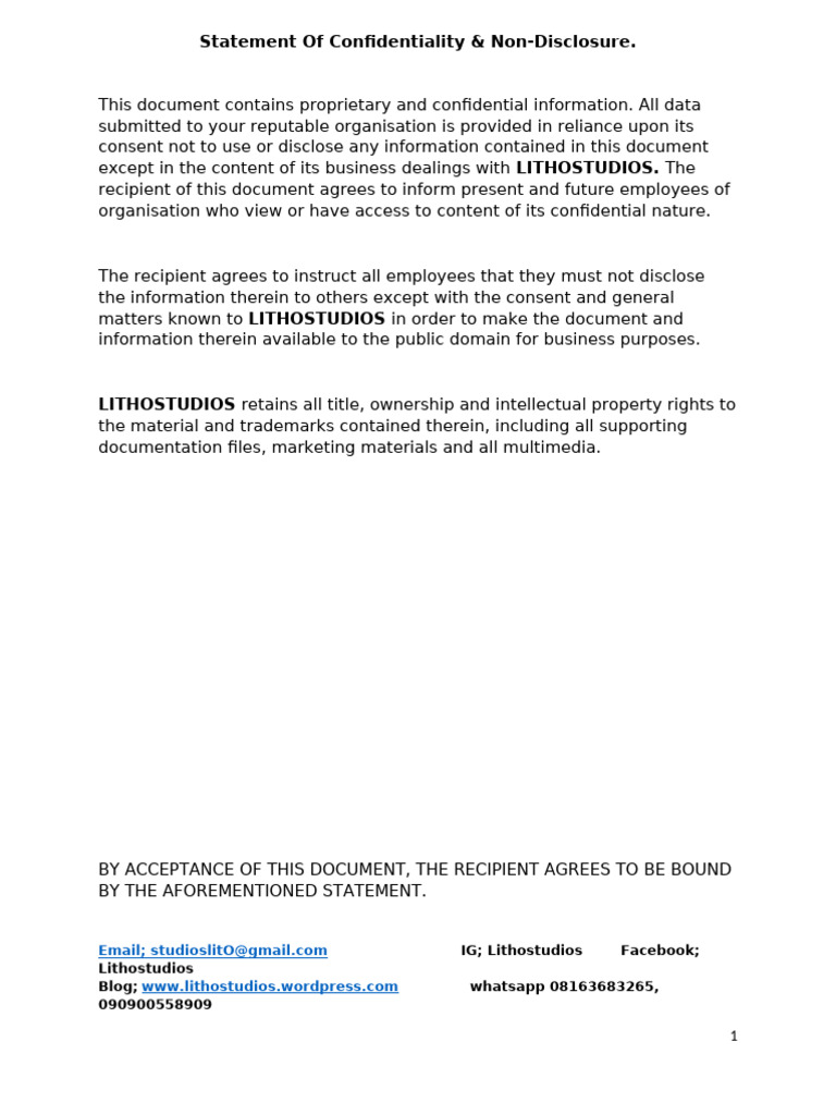 Statement of Confidentiality | PDF