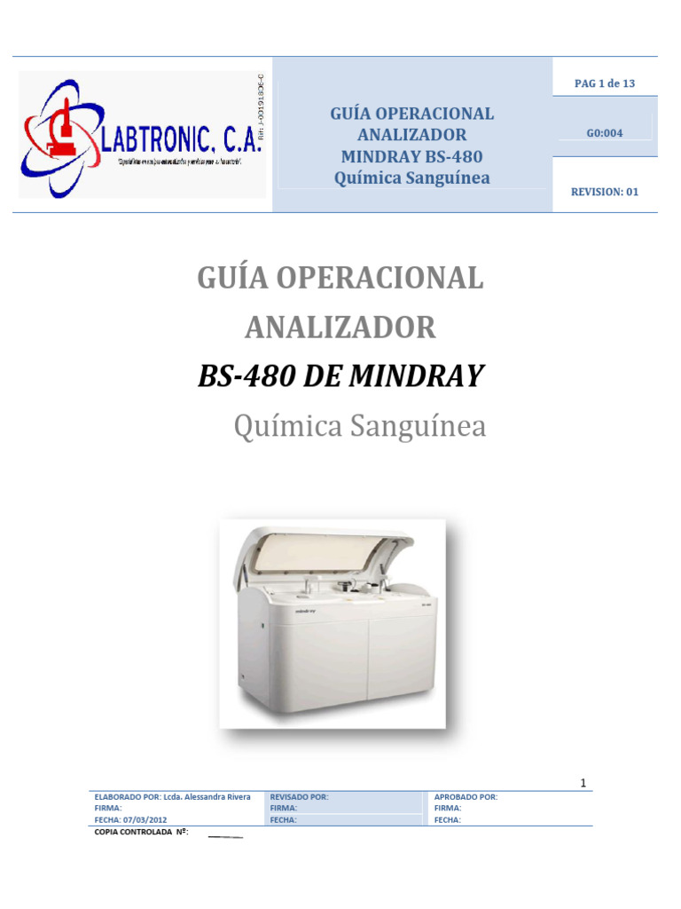 Guía Operacional Mindray BS-480 | PDF