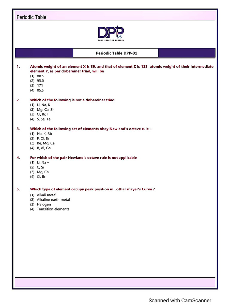 Periodic Table (Part 1) | PDF