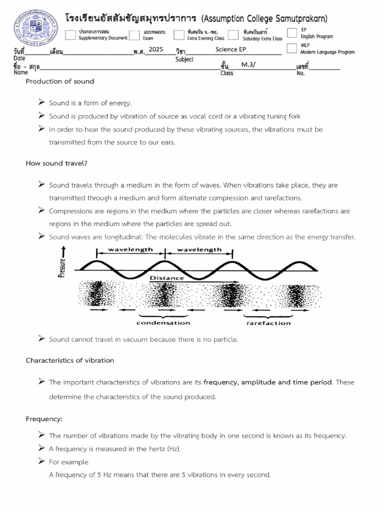M3 Physic Sound Sheet | PDF