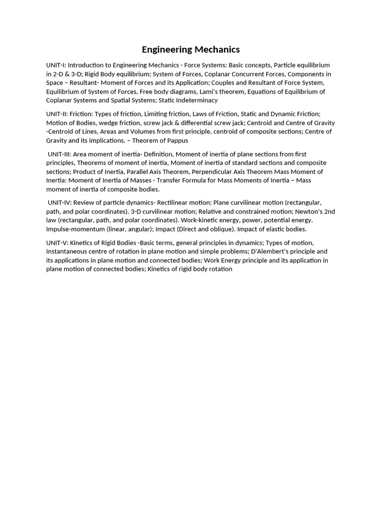 Engineering Mechanics | PDF